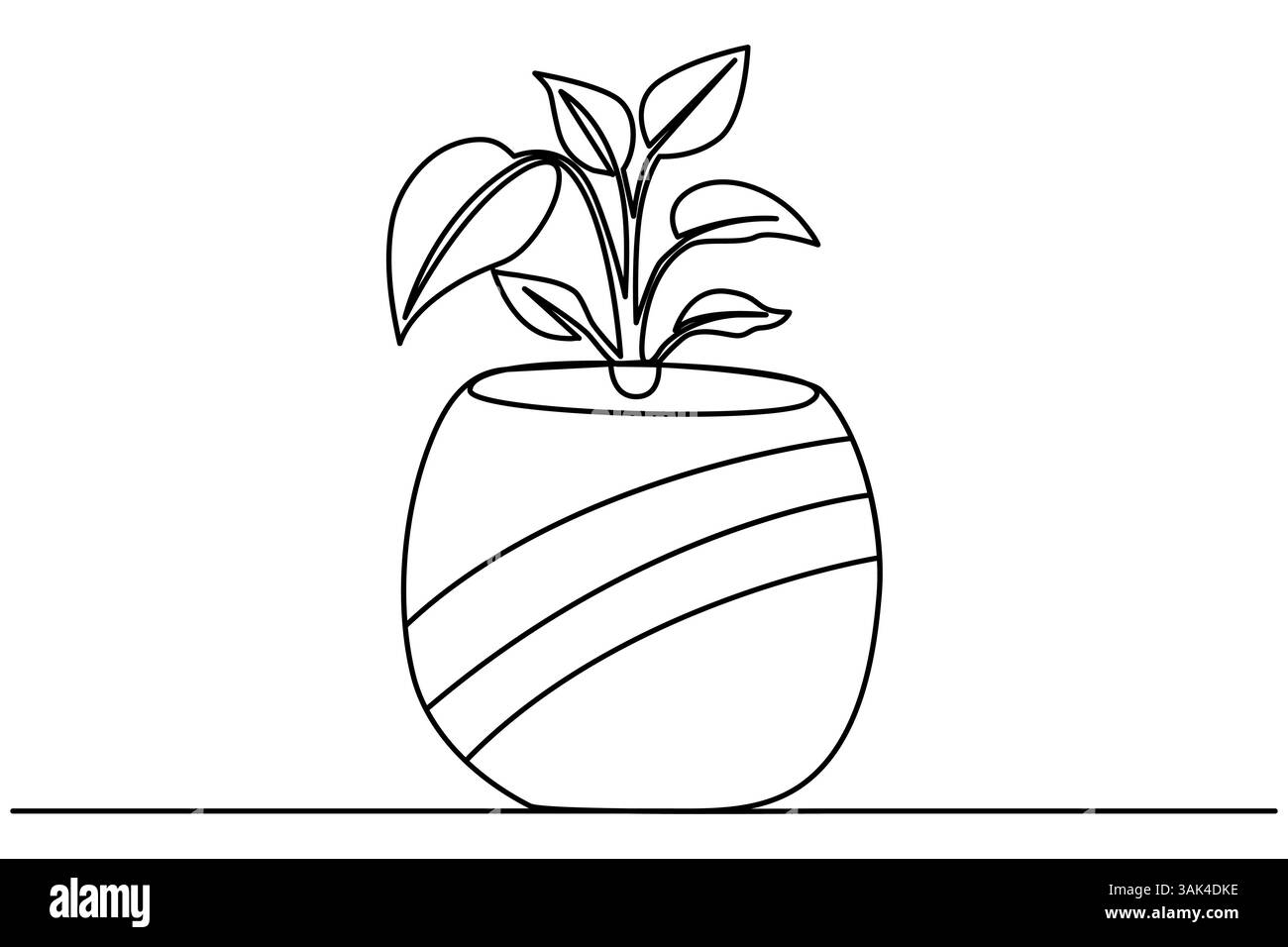 Growth plant processing single line drawing of tree outline vector ...