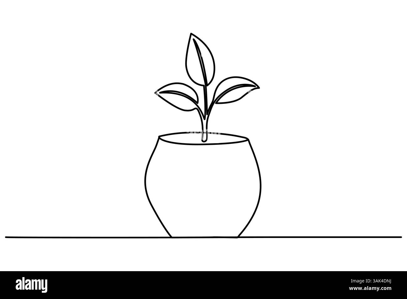Growth plant processing single line drawing of tree outline vector ...