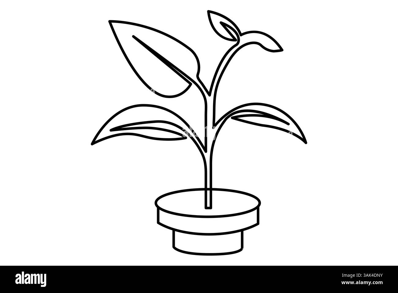 Growth plant processing single line drawing of tree outline vector ...