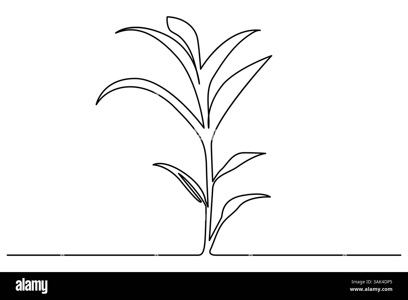 Growth plant processing single line drawing of tree outline vector ...