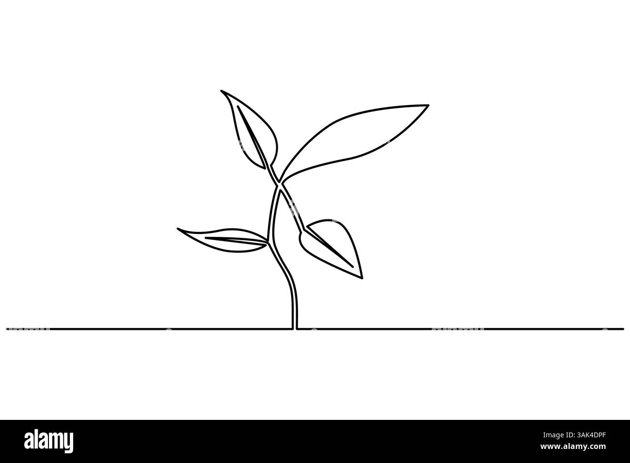 Growth plant processing single line drawing of tree outline vector ...
