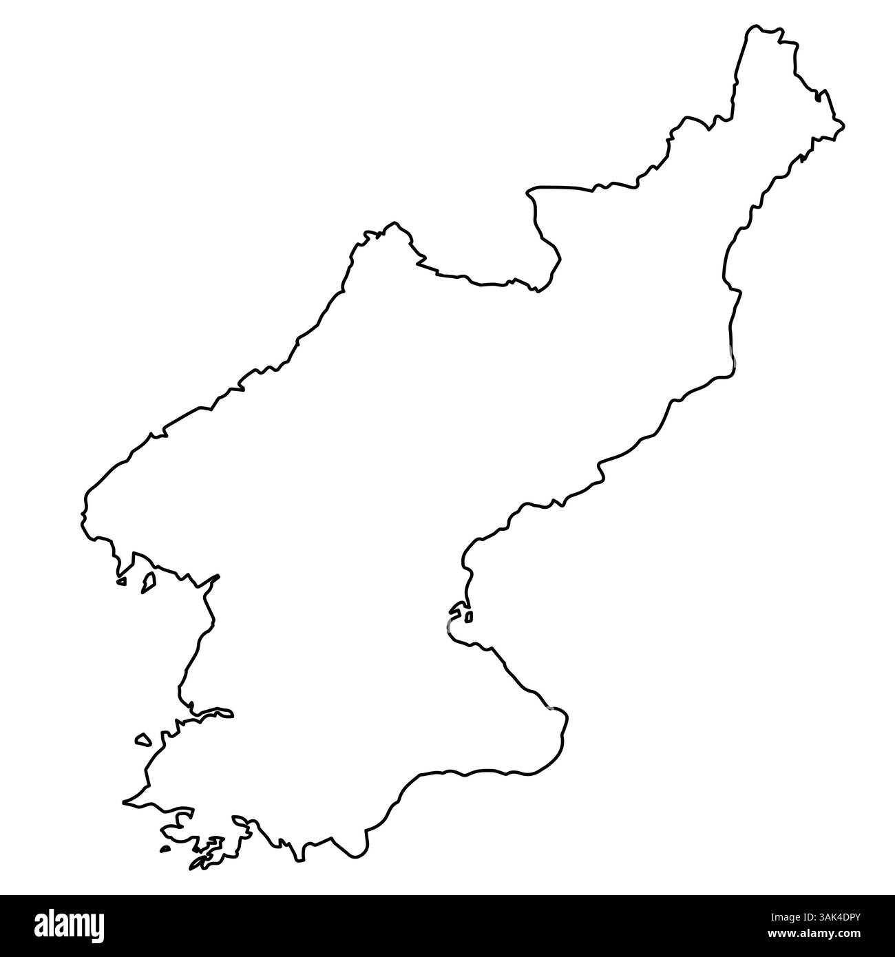 North Korea Outline Map East Asian Nation Border Stock Vector Image ...