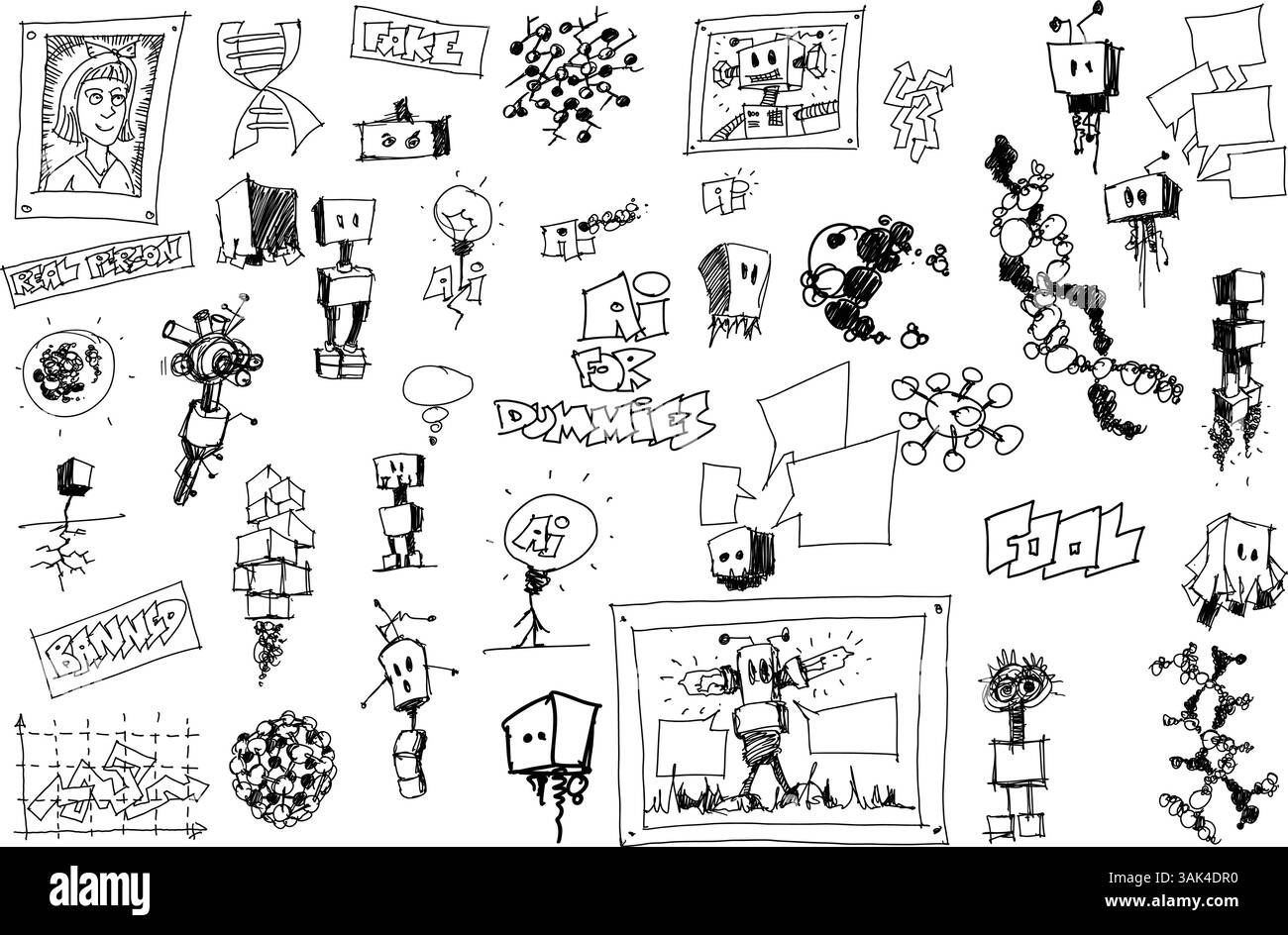 hand drawn architectural sketches of artificial intelligence topics and ...