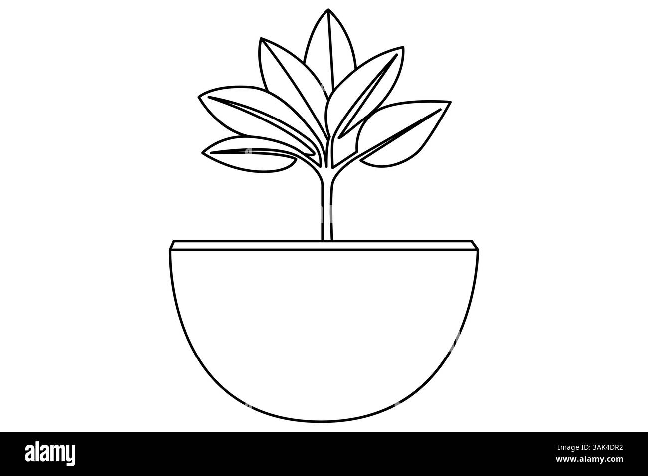 Growth plant processing single line drawing of tree outline vector ...