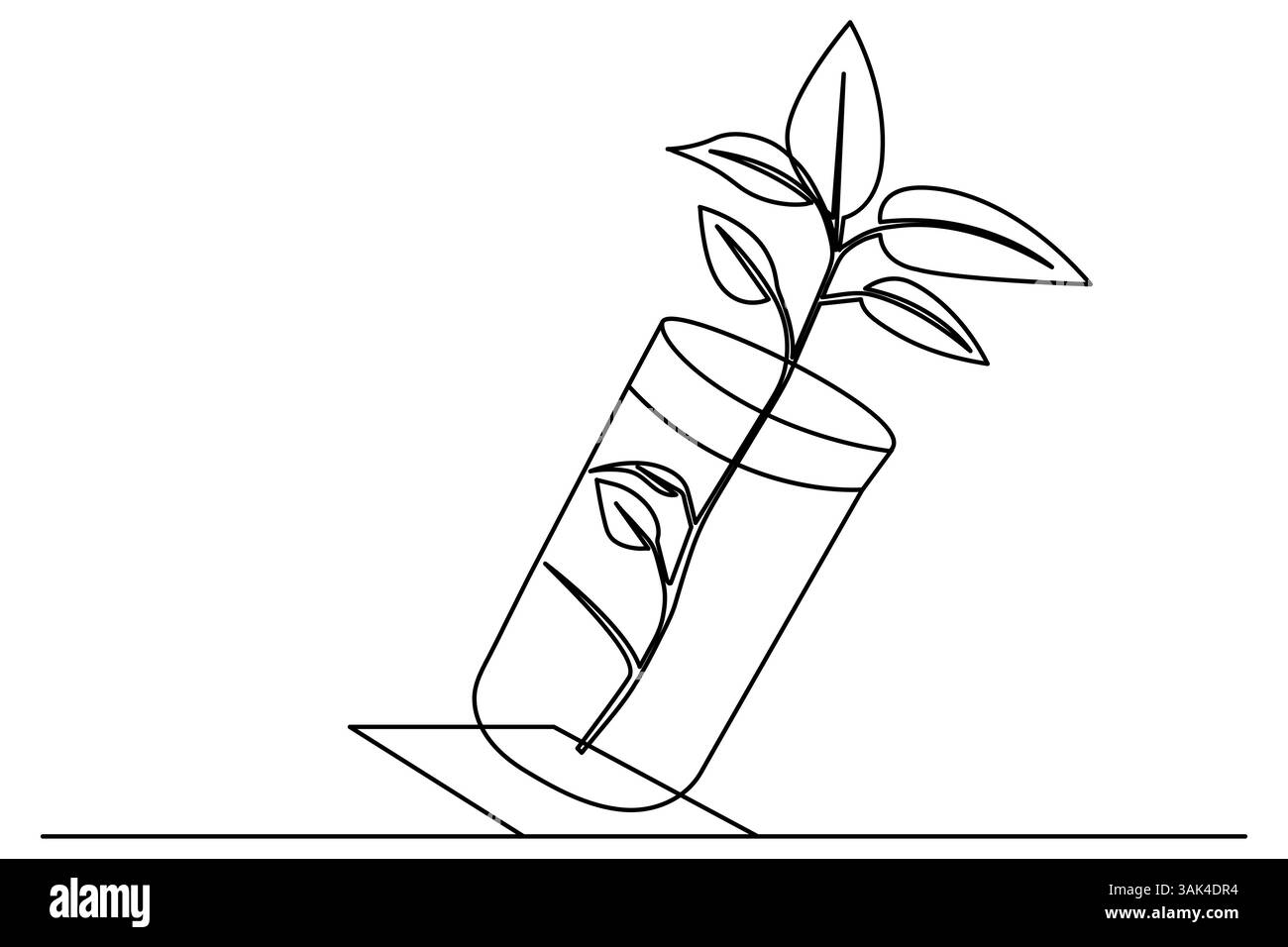 Growth plant processing single line drawing of tree outline vector ...