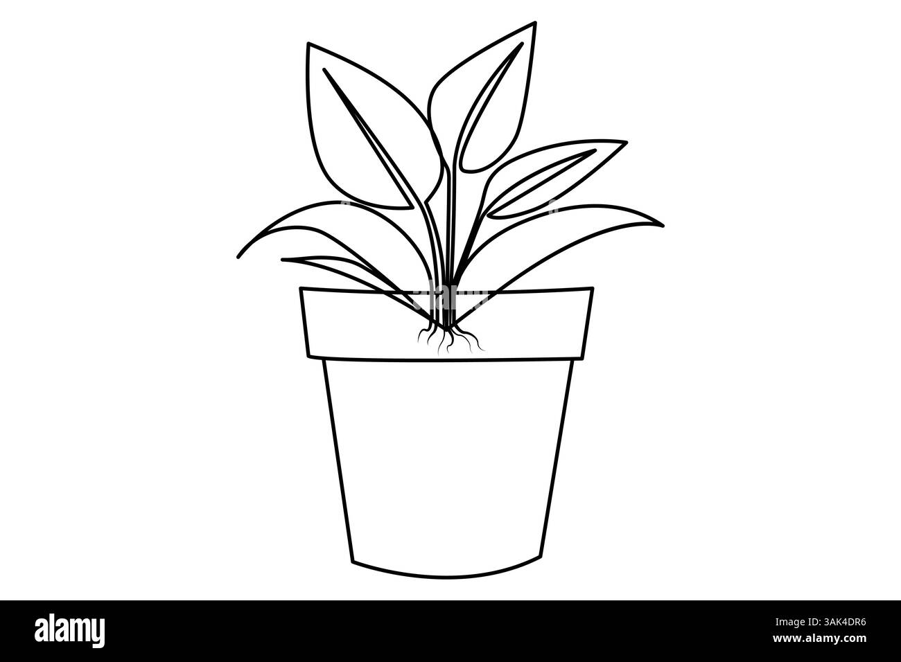 Growth plant processing single line drawing of tree outline vector ...