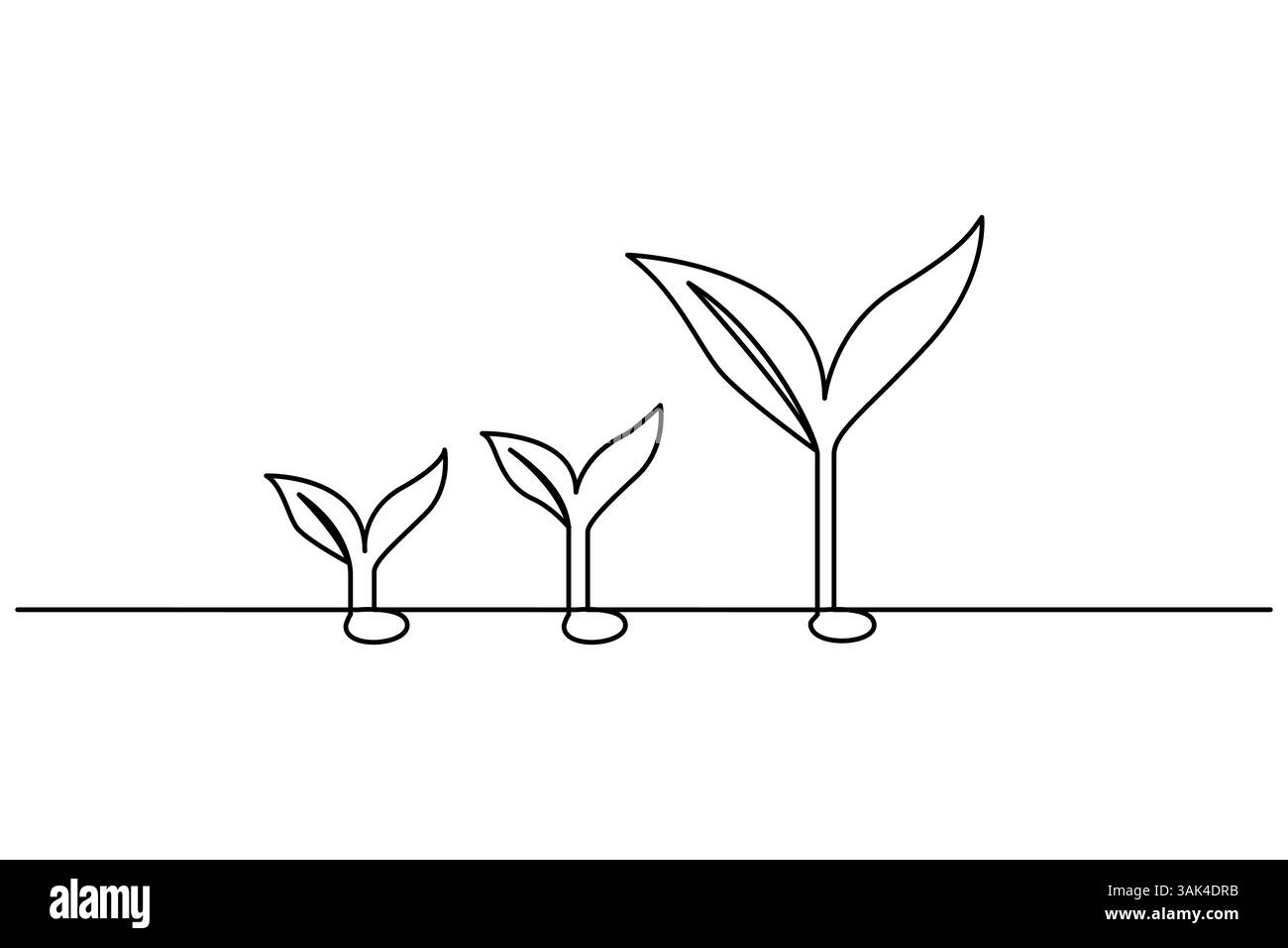 Growth plant processing single line drawing of tree outline vector ...