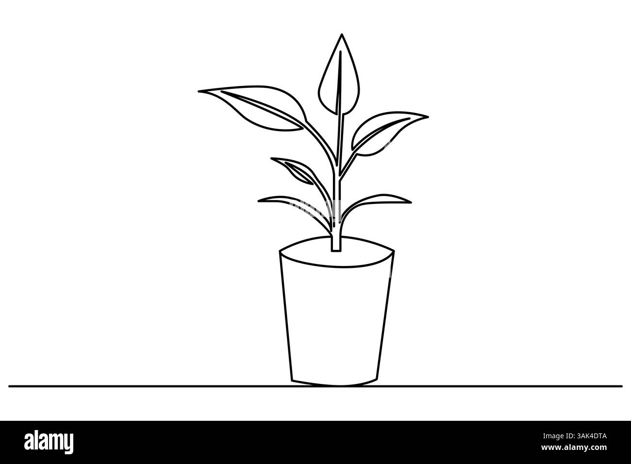 Growth plant processing single line drawing of tree outline vector ...