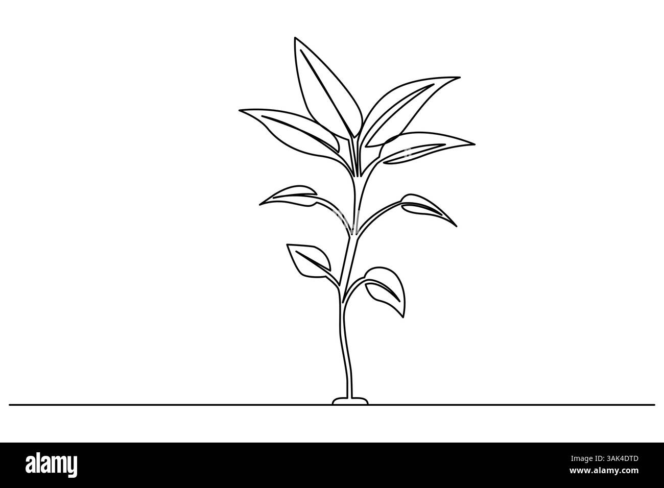 Growth plant processing single line drawing of tree outline vector ...