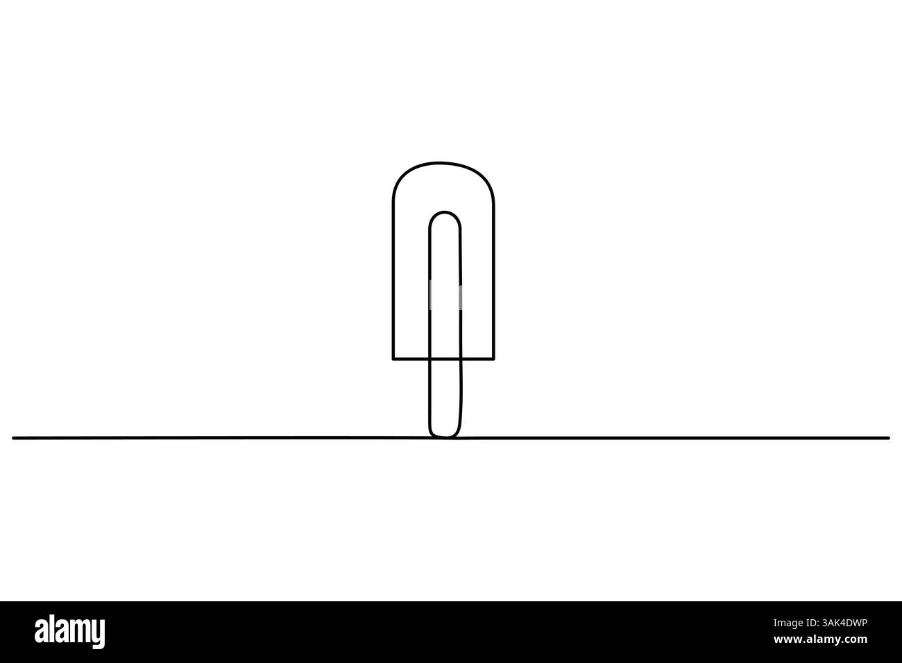 Continuous one line drawing of ice cream, white background on black ...
