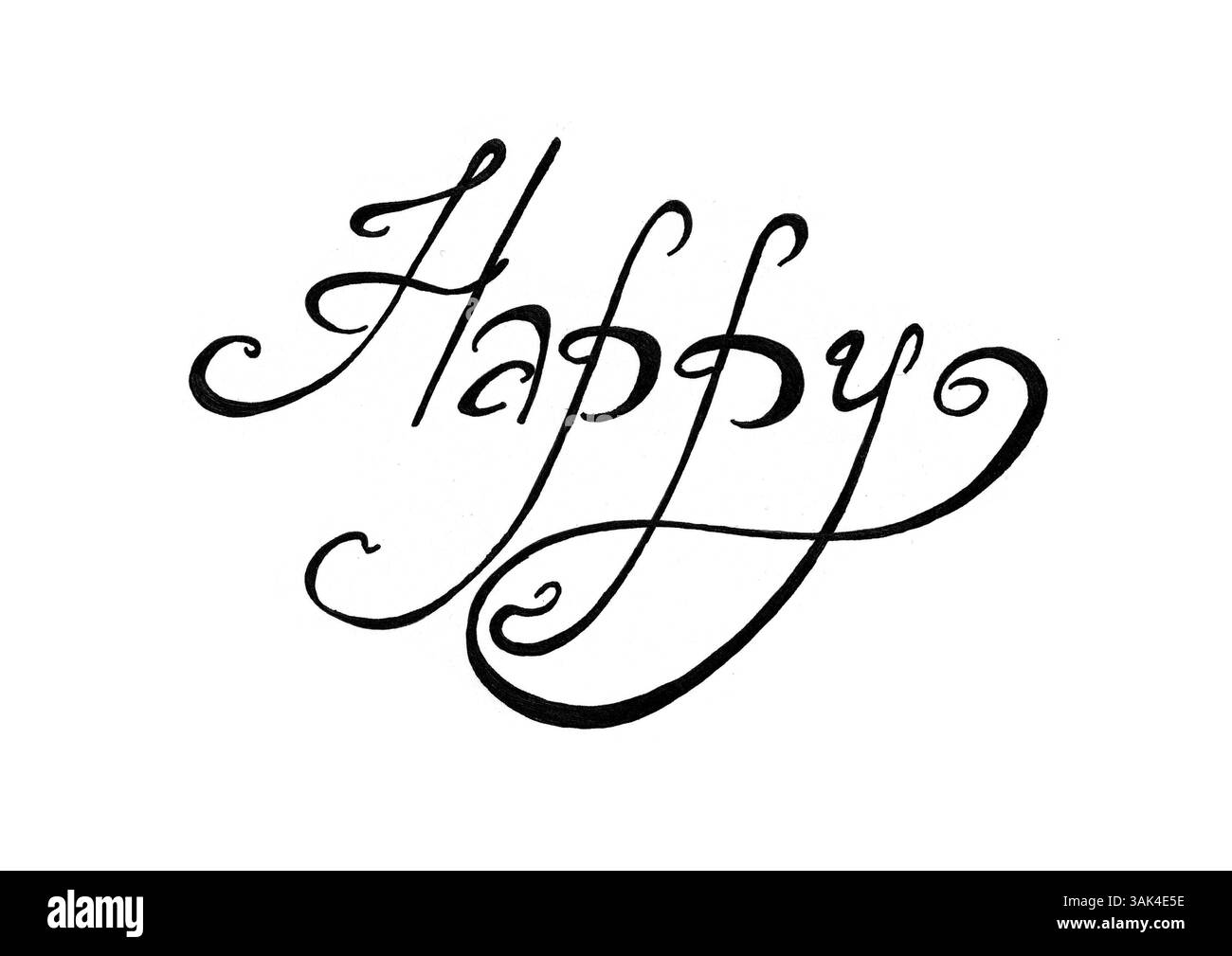Lettering the word Happy. Black color. Isolated on white background ...