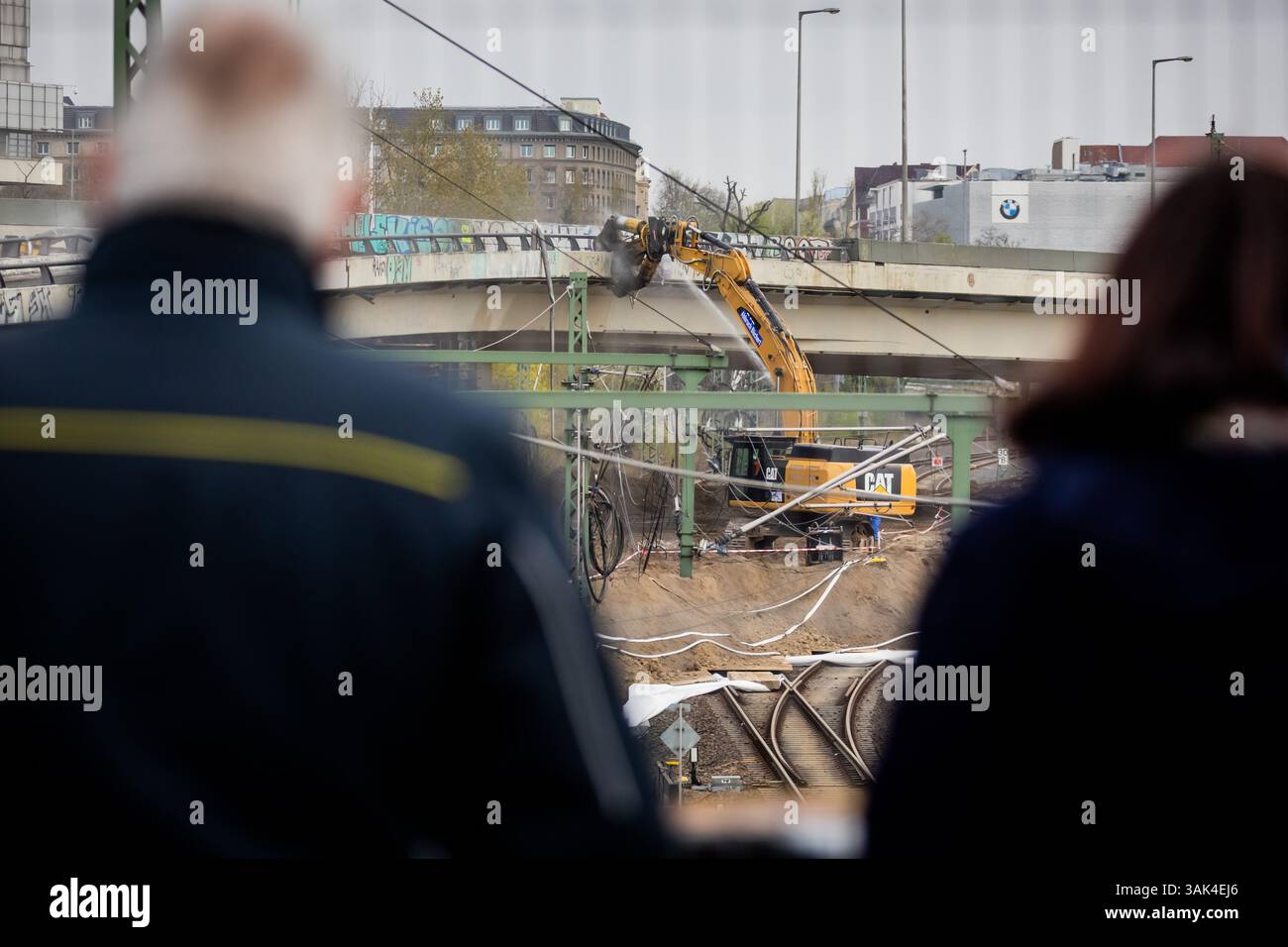 Berlin, Germany. 12th Apr, 2025. The A100 ring road bridge is being ...