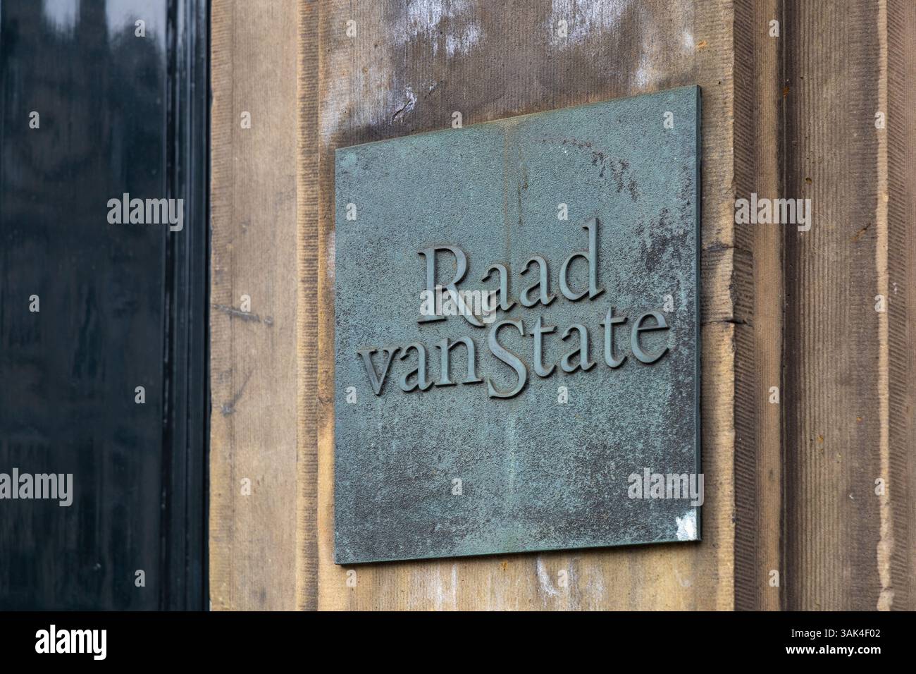 The Hague, the Netherlands. 15 February 2025. Raad van State sign logo ...