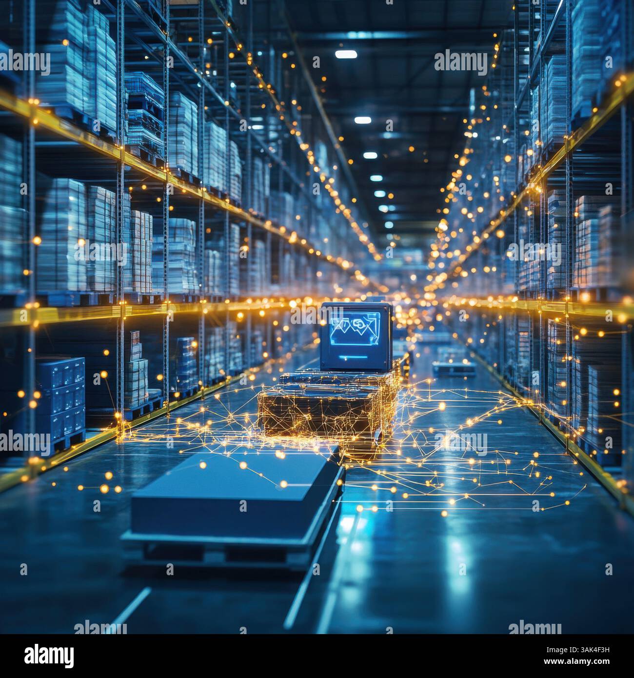 A modern warehouse showcasing advanced technology systems, transforming ...