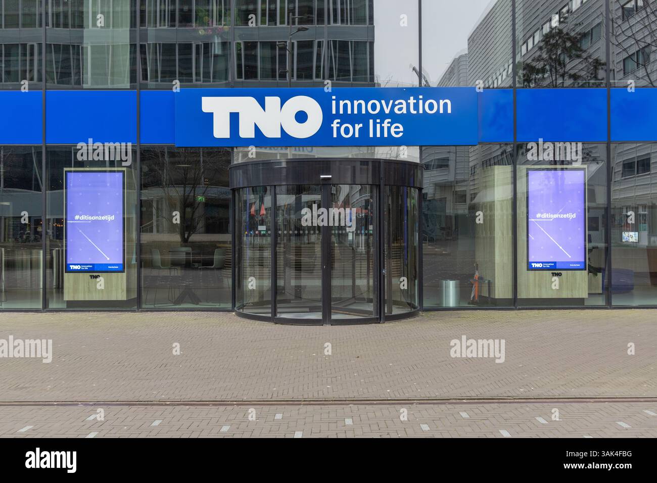 The Hague, the Netherlands. 15 February 2025. TNO logo on a glass ...
