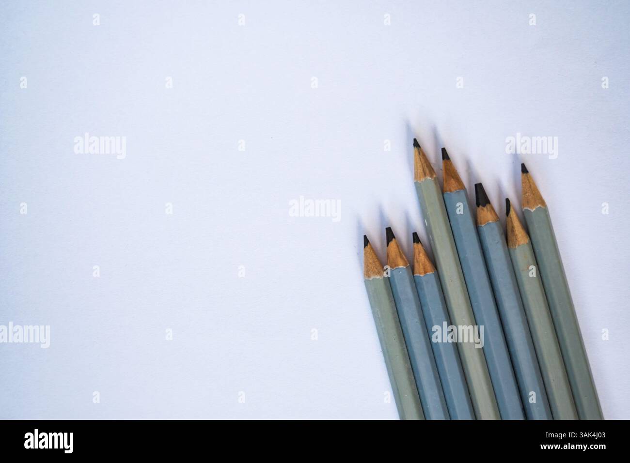 selection of grey artist pencils in various thickness and hardness ...