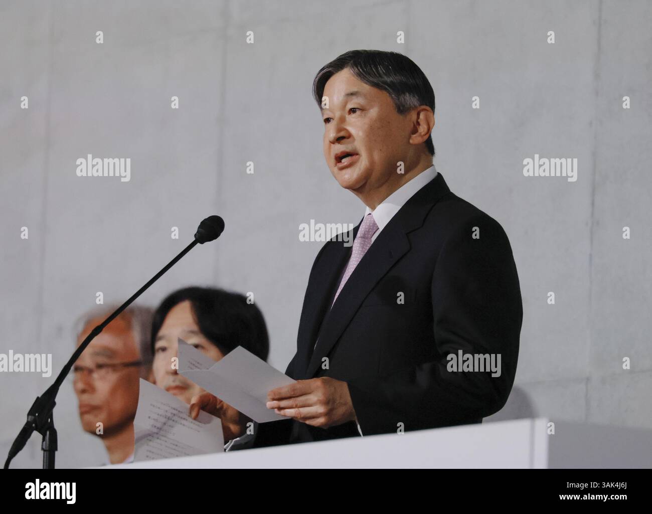 Japanese Emperor Naruhito makes a speech during the opening ceremony of ...
