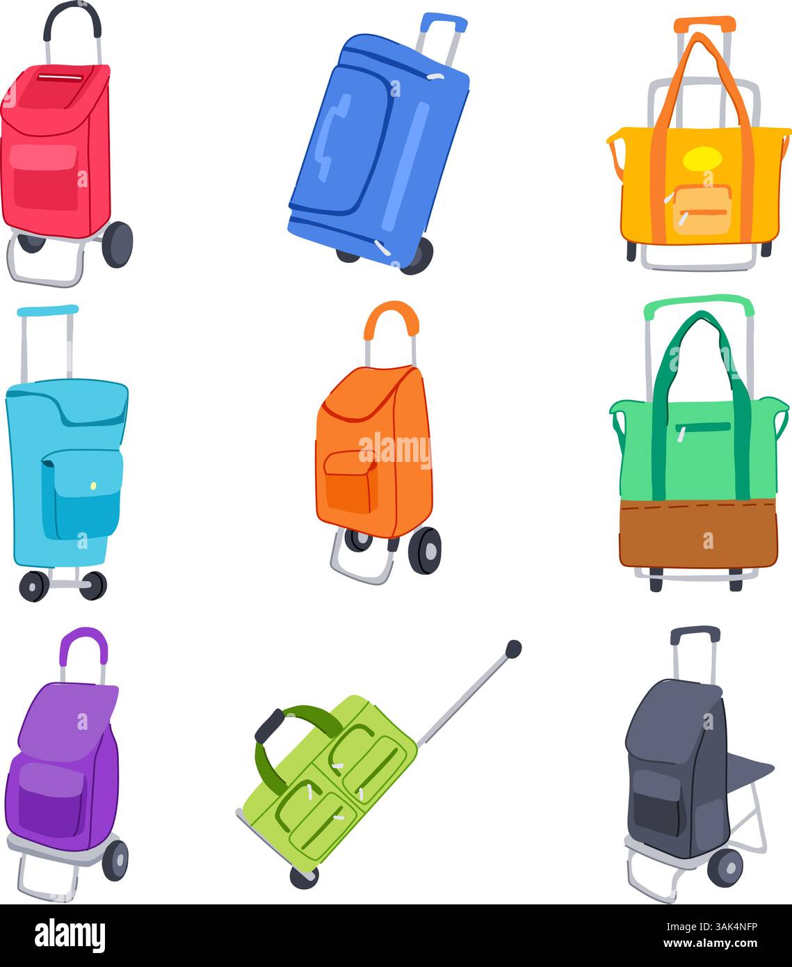 trolley bag set cartoon vector illustration Stock Vector Image & Art ...