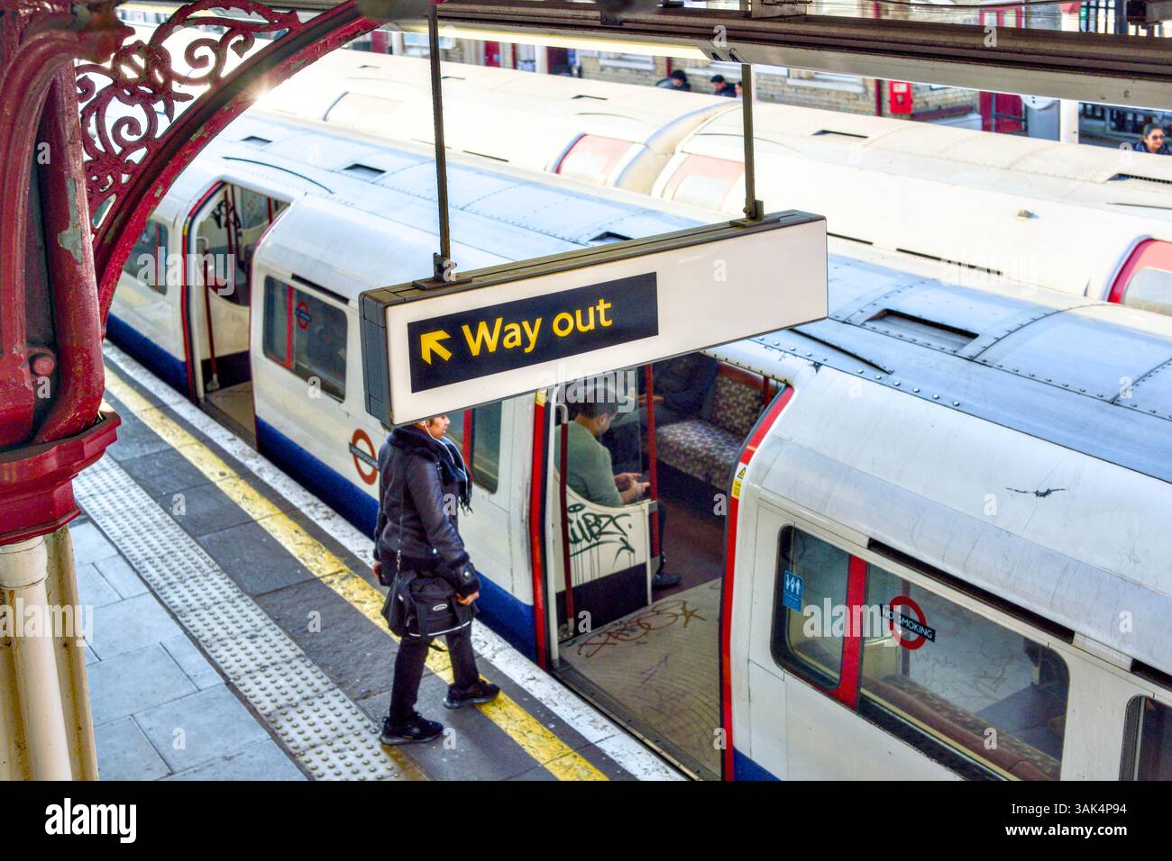 Passenger Boarding Bakerloo Line Train at Harrow & Wealdstone Station ...