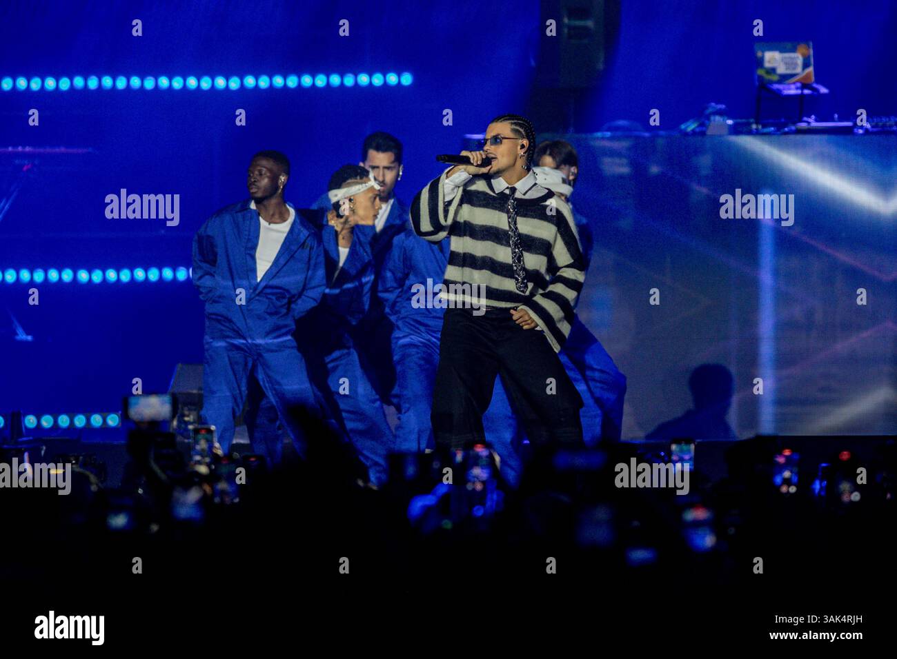 Singer Abraham Mateo (c) performs at LOS40 Primavera Pop 2025, at the ...