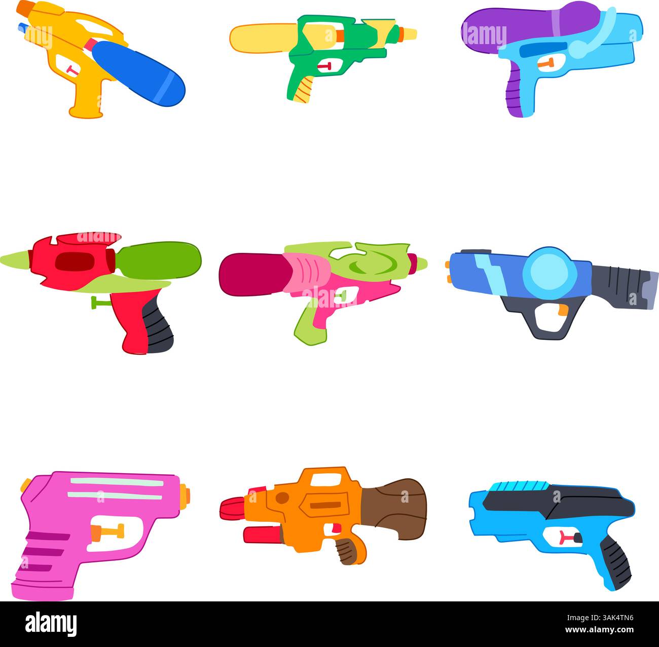 water gun toy set cartoon vector illustration Stock Vector Image & Art ...