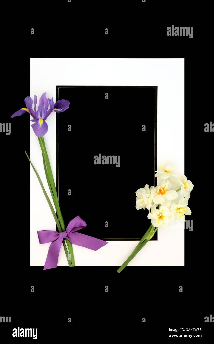 RIP in deepest sympathy in memorial card with flowers, white frame on ...