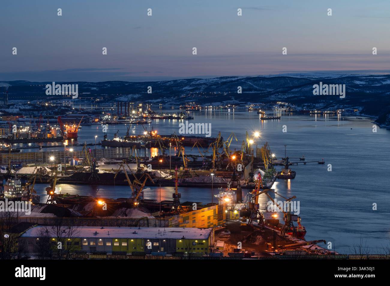 MURMANSK, RUSSIA - MARCH 11, 2025: View of the Kola Bay and Murmansk ...