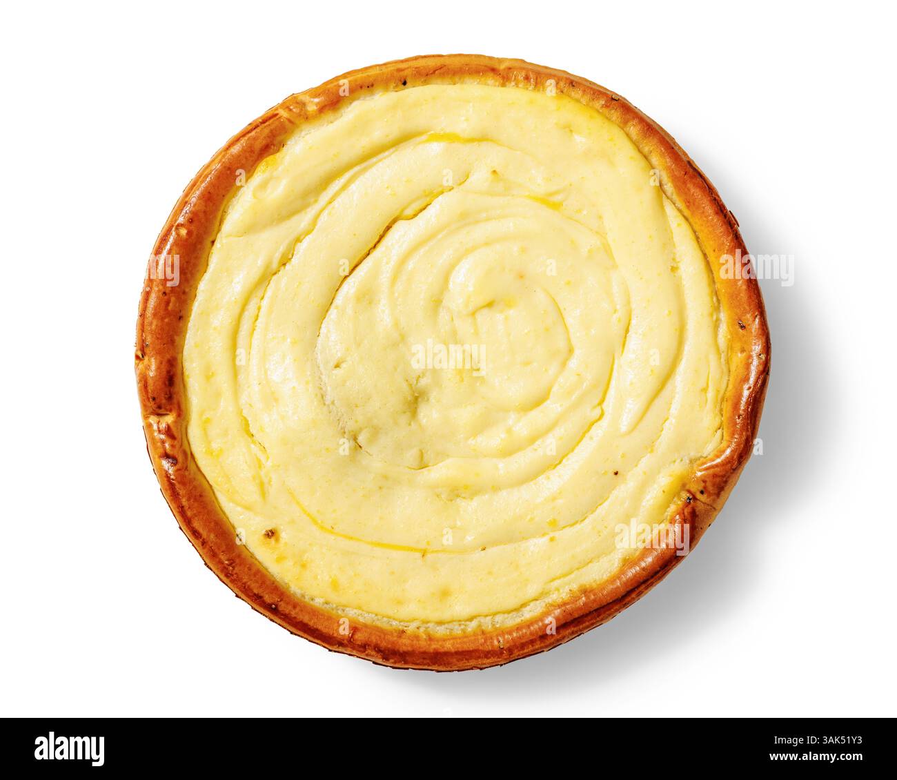Whole Cheesecake isolated on white background, horizontal view from ...