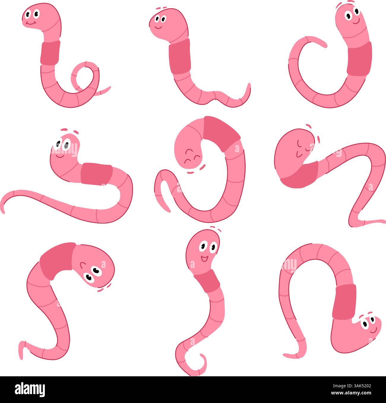 worm cartoon set cartoon vector illustration Stock Vector Image & Art ...