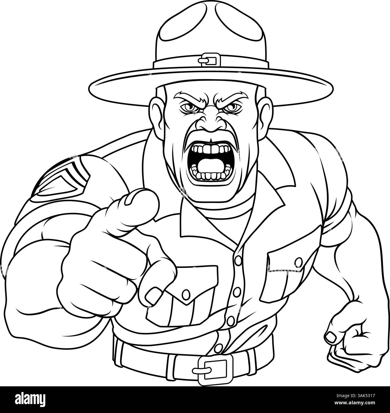 Drill Instructor Sergeant Bootcamp Army Soldier Stock Vector Image ...