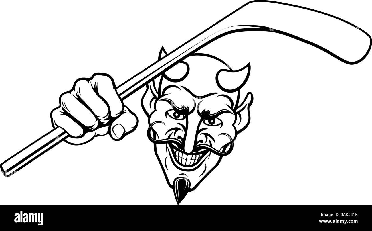 Devil Satan Ice Hockey Sports Mascot Cartoon Stock Vector Image & Art ...