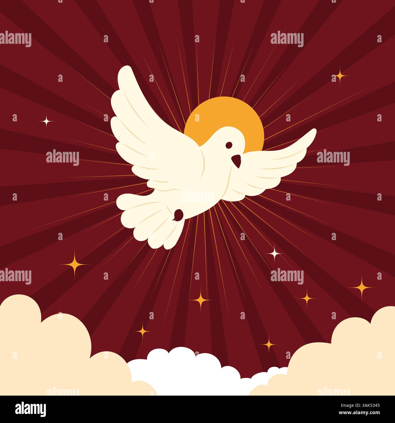 Pentecost Sunday Holy Spirit. White Dove with Halo. Card square Banner ...