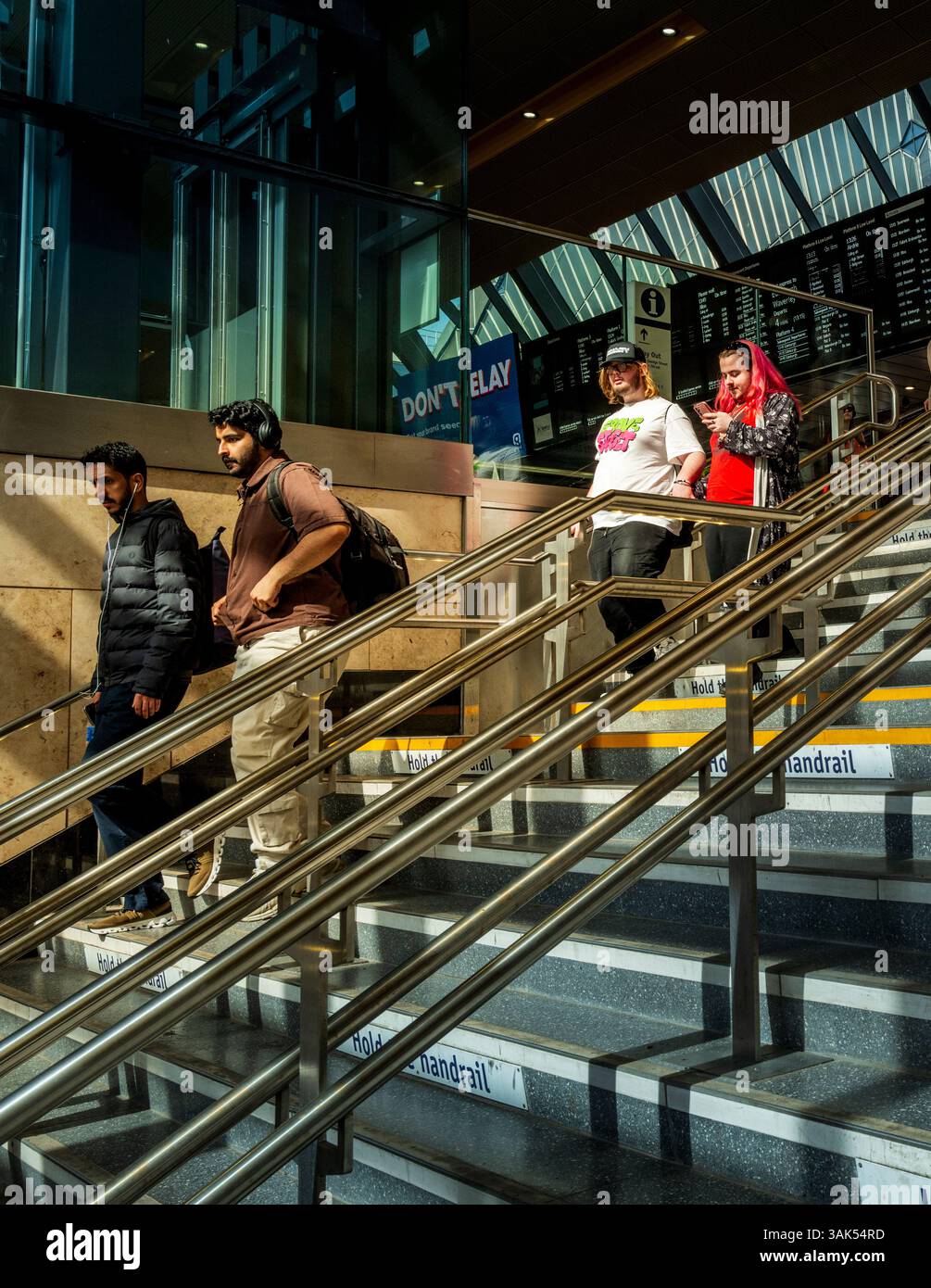 Passengers climbing the stairs at Glasgow Queen Street station, Glasgow ...