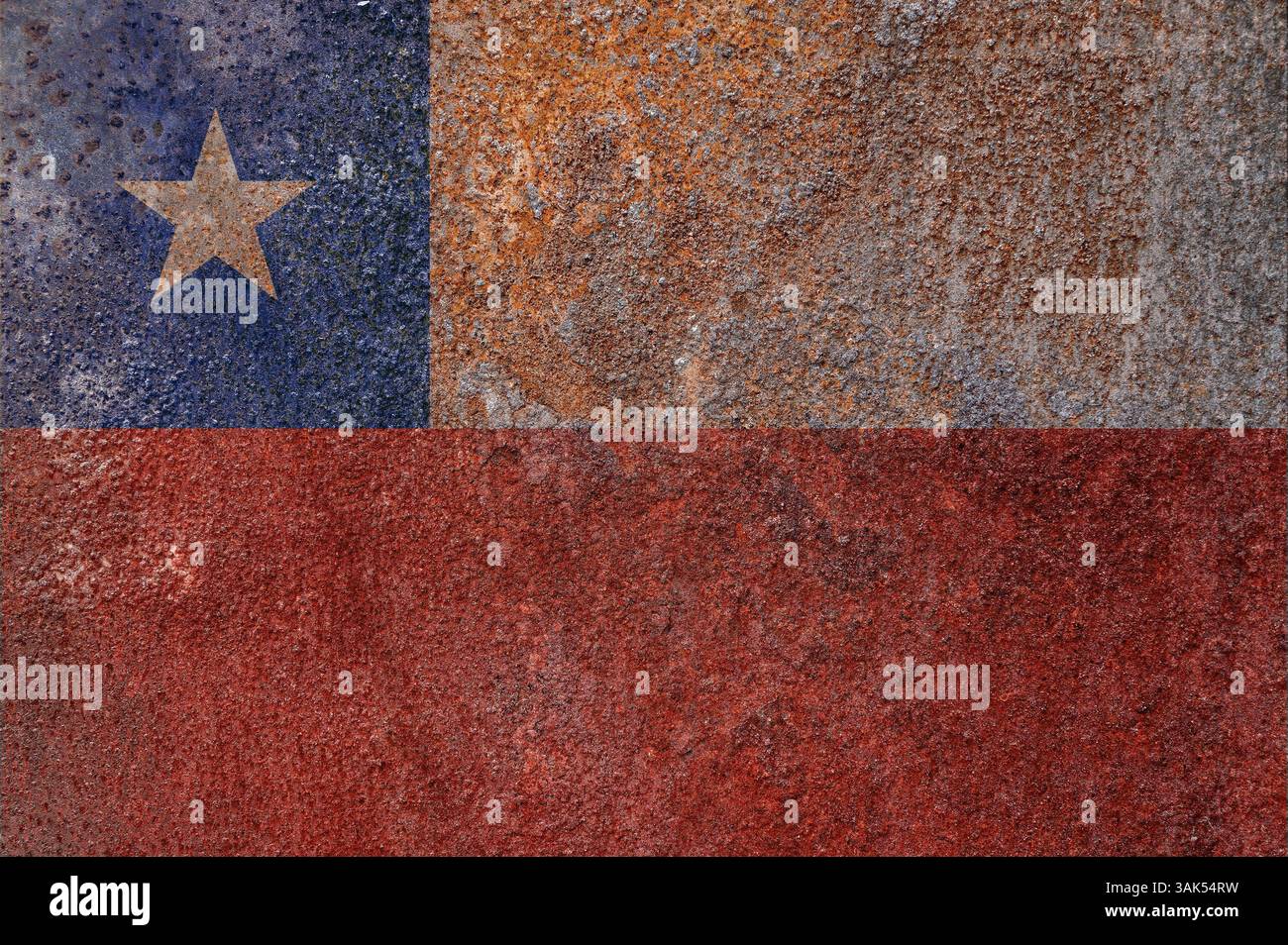 Chile state flag on a metal surface. Dirty grunge Chile flag Stock ...