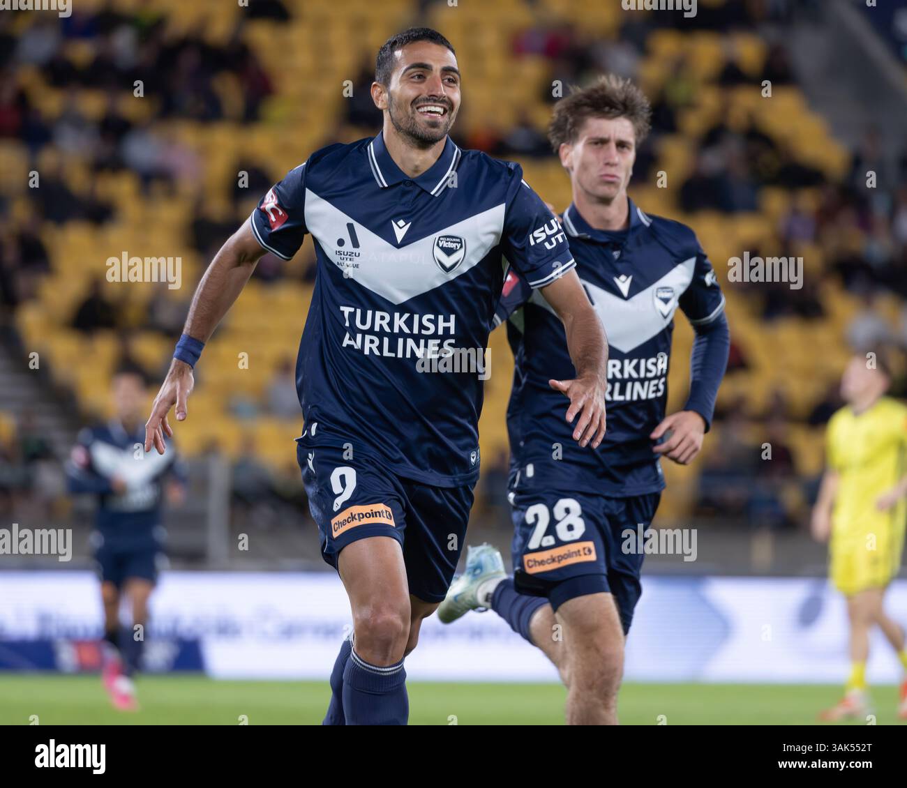 Wellington, New Zealand. 12th Apr, 2025. Melbourne striker Nikos Vergos ...