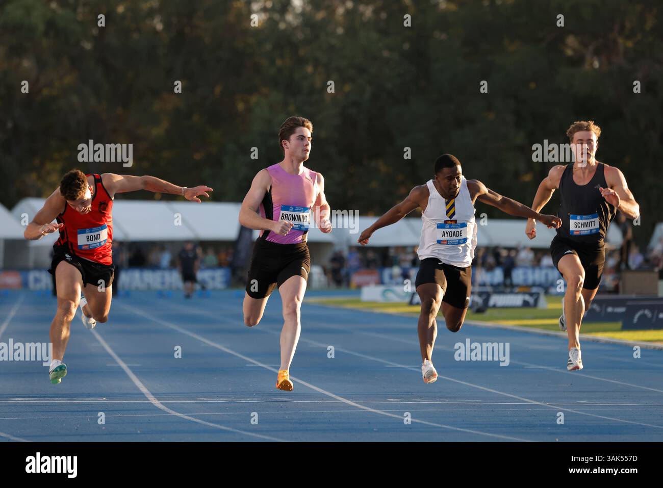Rohan Browning (second left) of New South Wales crosses the line in the ...