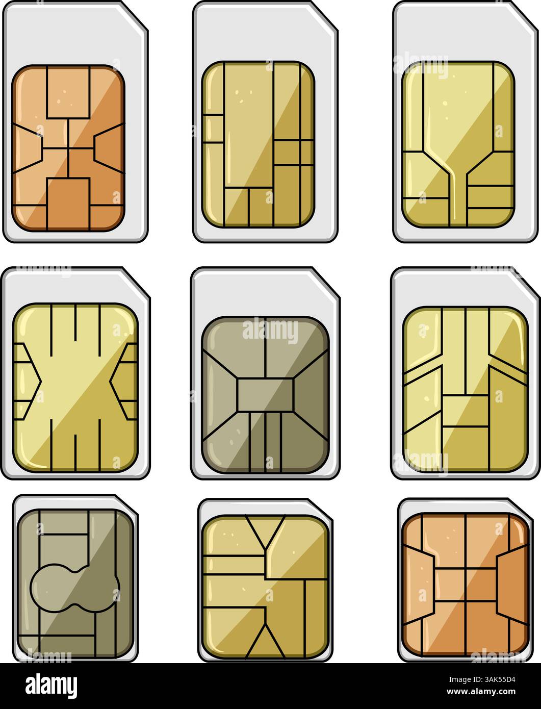 sim card set cartoon vector illustration Stock Vector Image & Art - Alamy