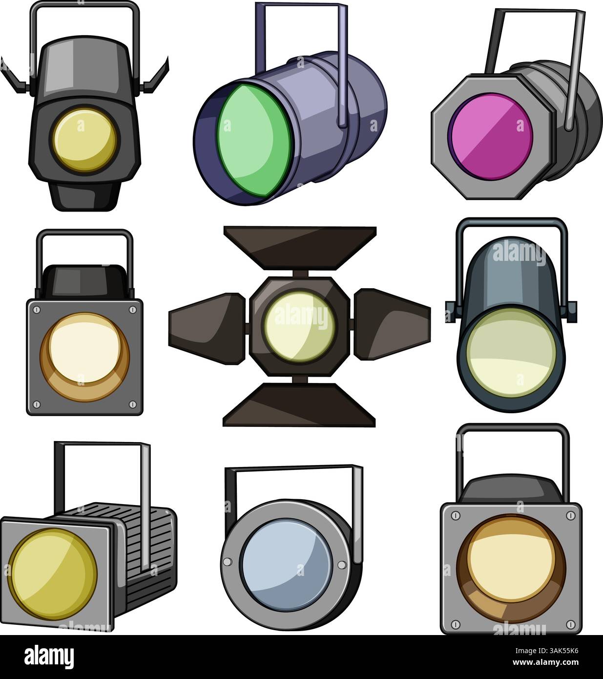 spotlight stage set cartoon vector illustration Stock Vector Image ...