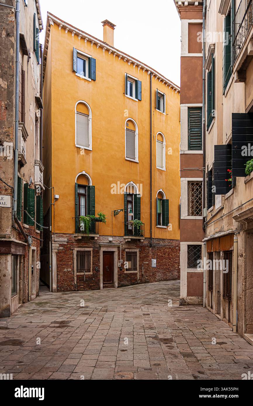 a typical pastel-colored palace in venice Stock Photo - Alamy