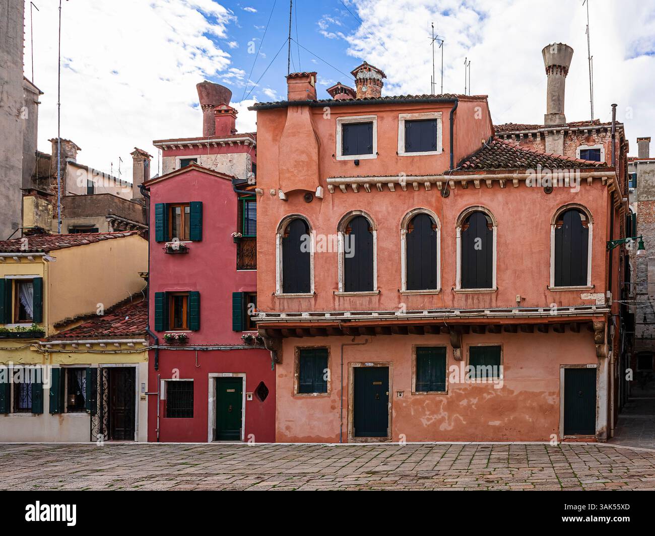 a typical pastel-colored palace in venice Stock Photo - Alamy