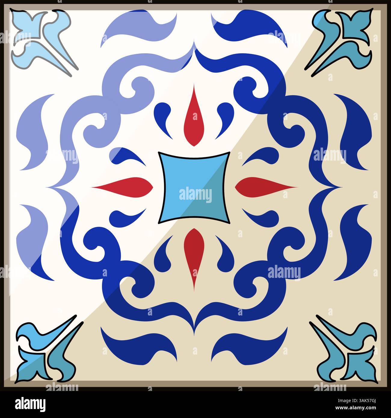 colorful arabic mosaic tile cartoon vector illustration Stock Vector ...