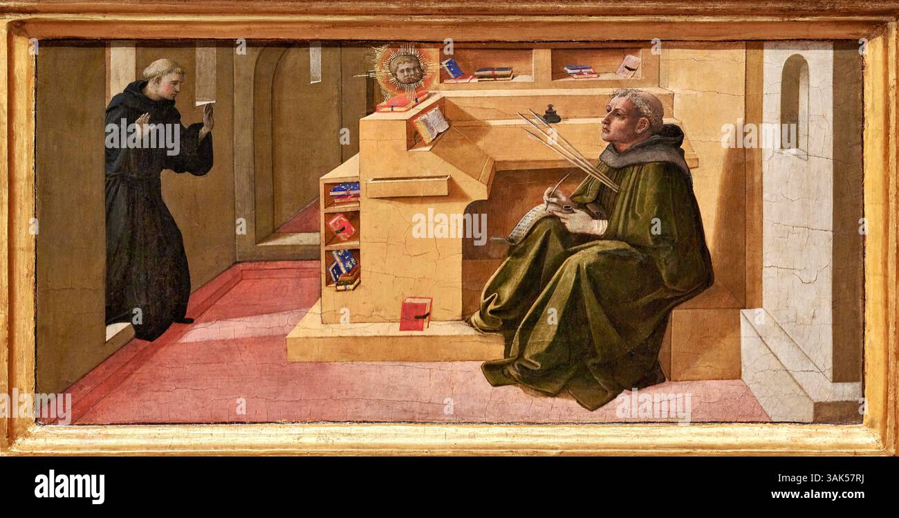 Apparizione della SS.Trinità a S.Agostino , particolare della predella della Pala Barbadori ...