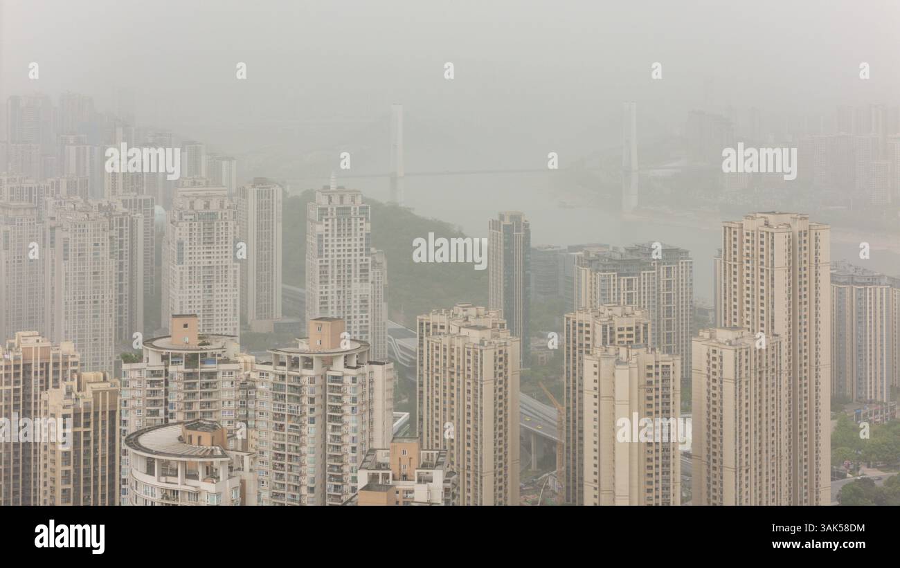 Buildings loom under sand-blowing weather in Chongqing, China on April ...