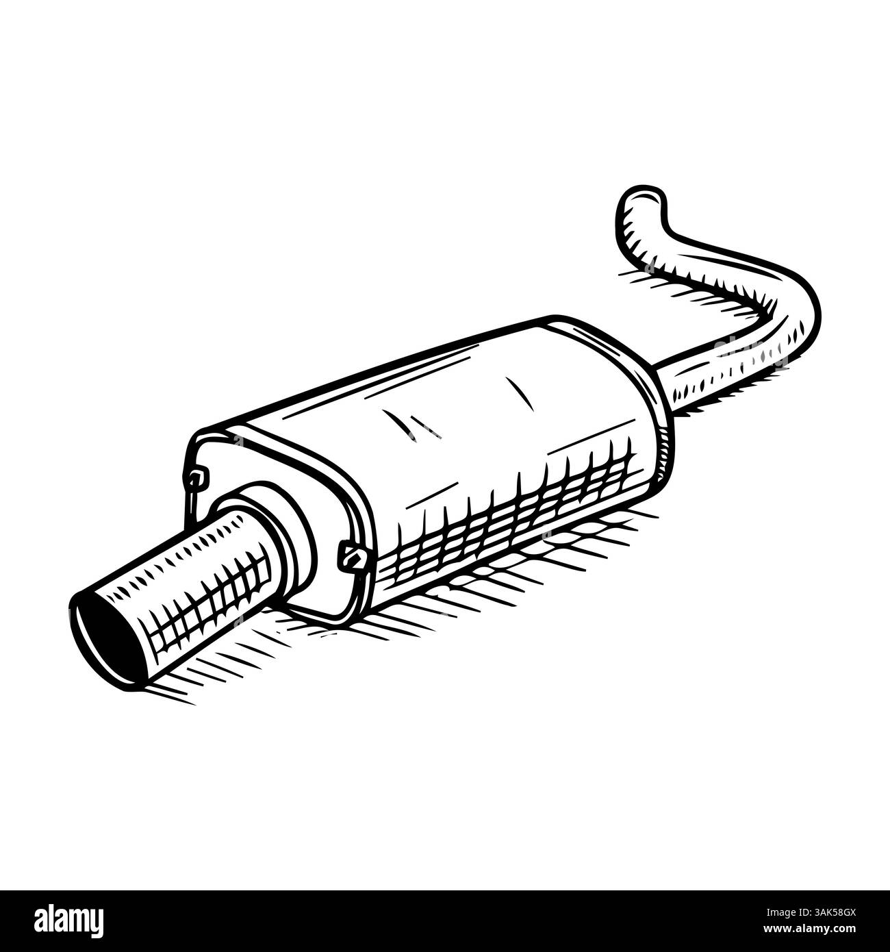 A black and white drawing of a car exhaust pipe Stock Vector Image ...