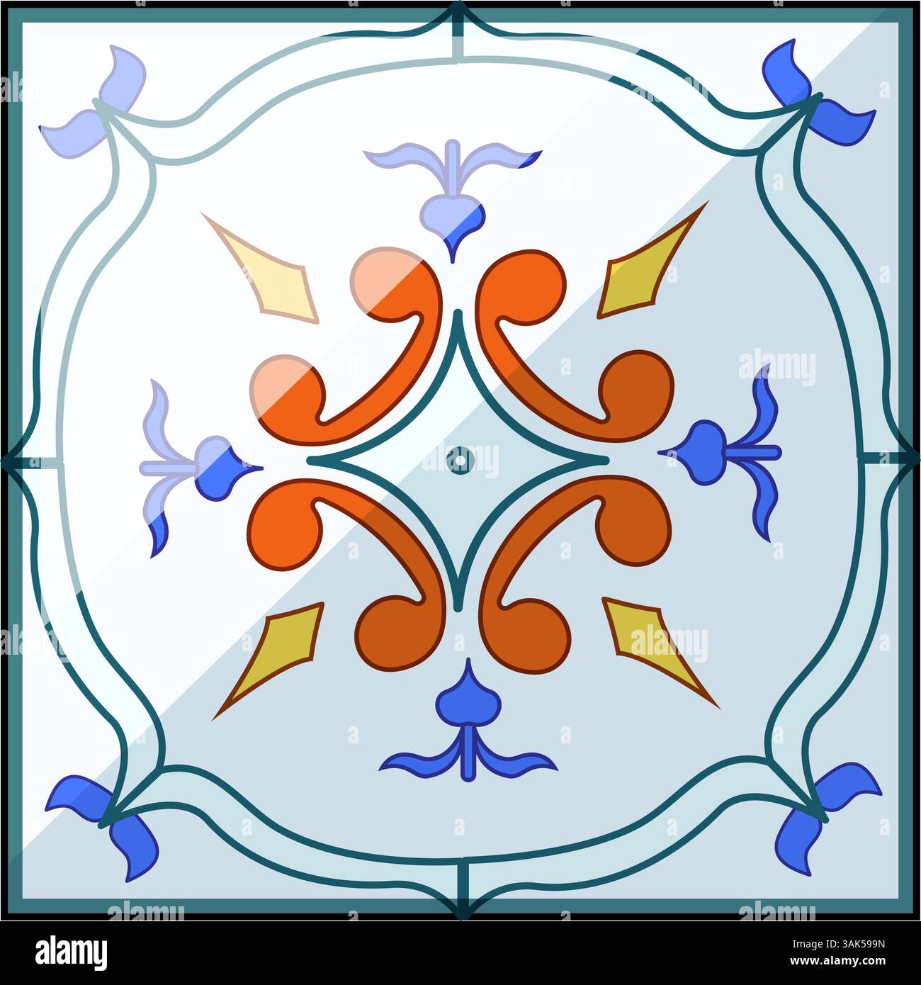 artistry azulejos ornament tile cartoon vector illustration Stock ...
