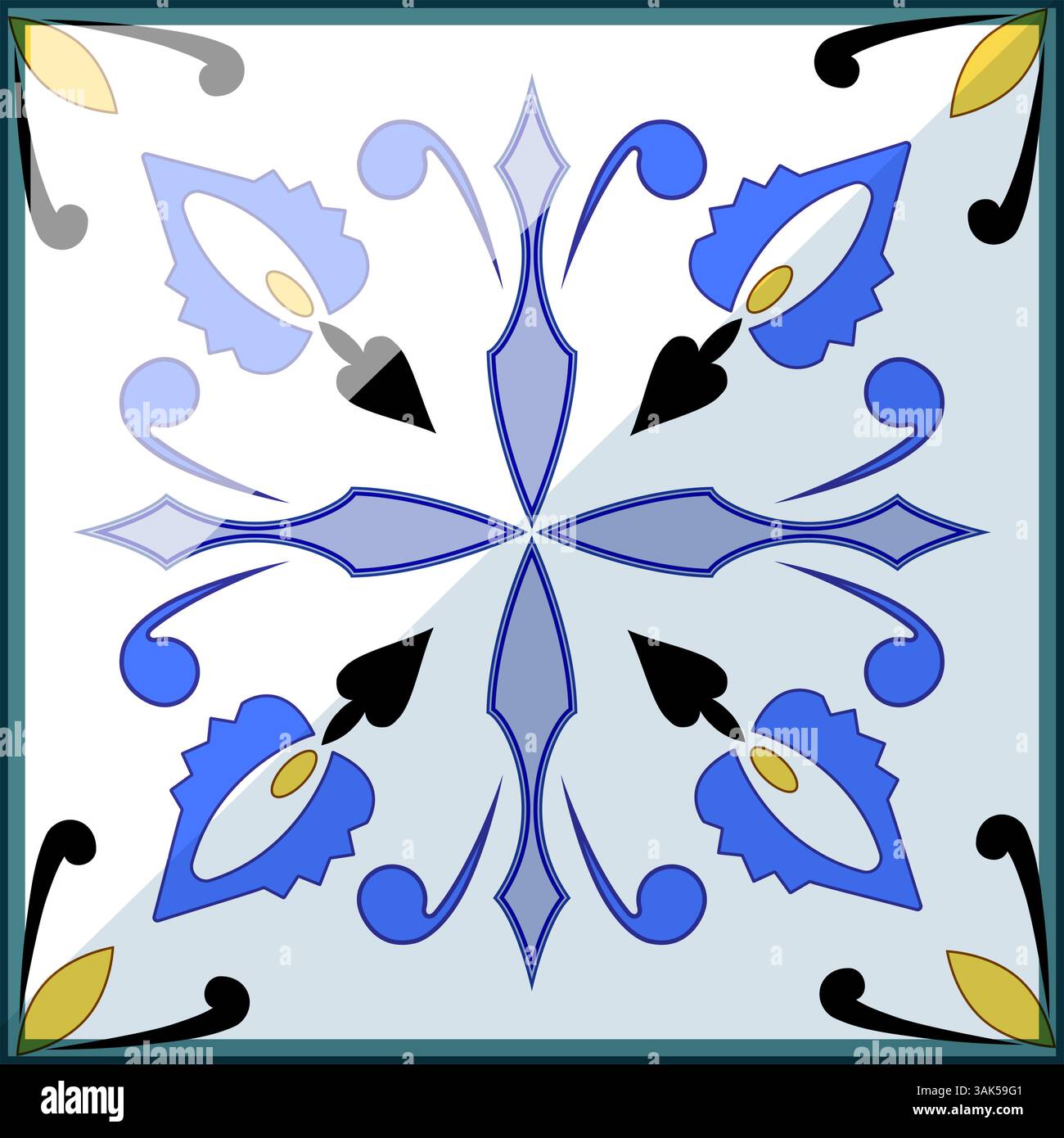 decorative azulejos ornament tile cartoon vector illustration Stock ...