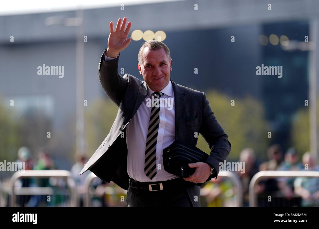 Celtic manager Brendan Rodgers arrives before the William Hill ...