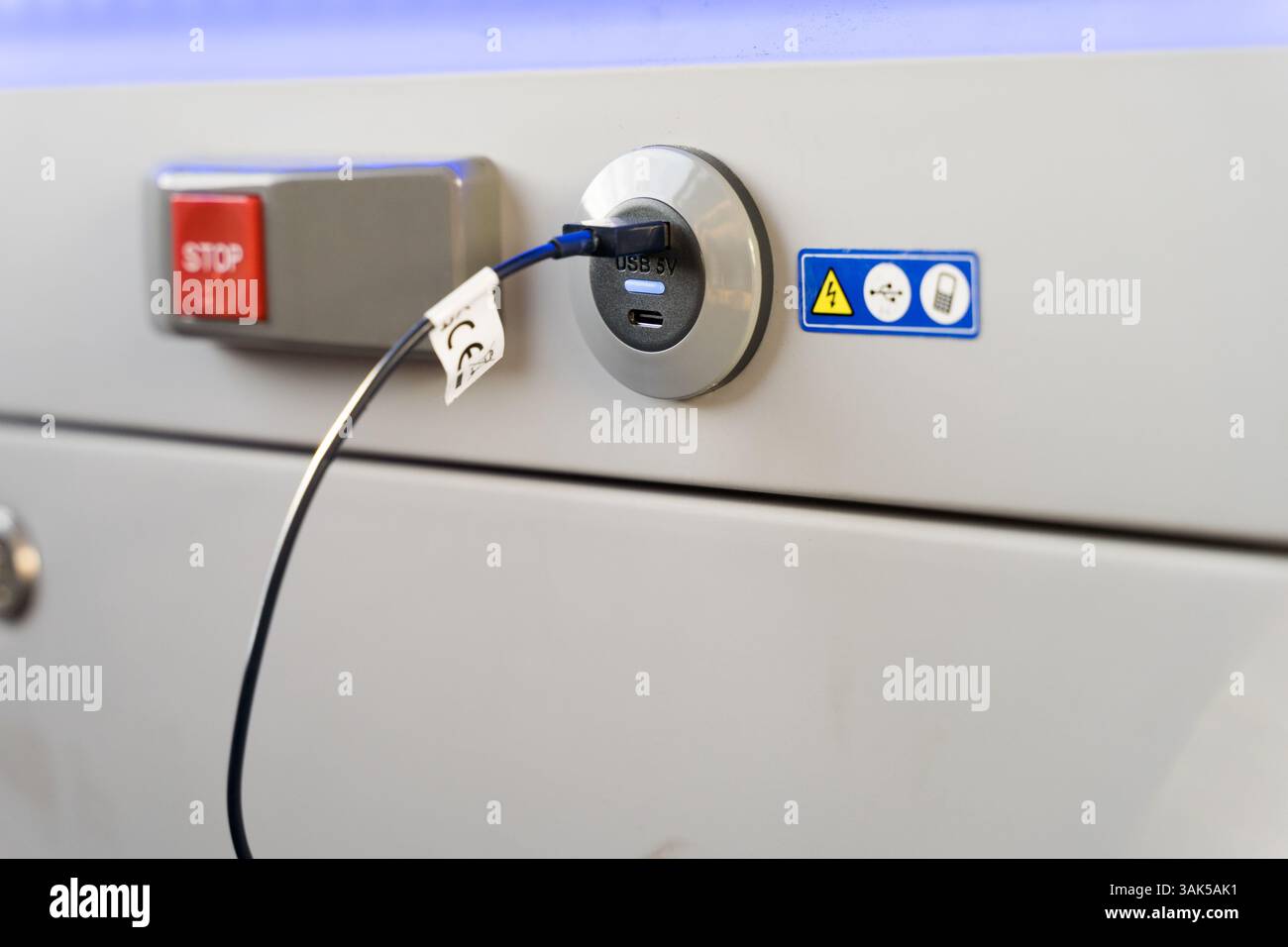 type C and USB charger socket installed in front of each passenger sear ...