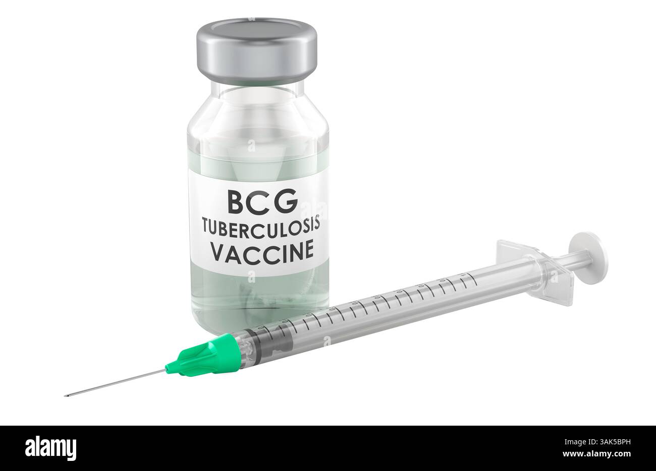BCG vaccine, from tuberculosis. Vaccine in vial with syringe. 3D ...