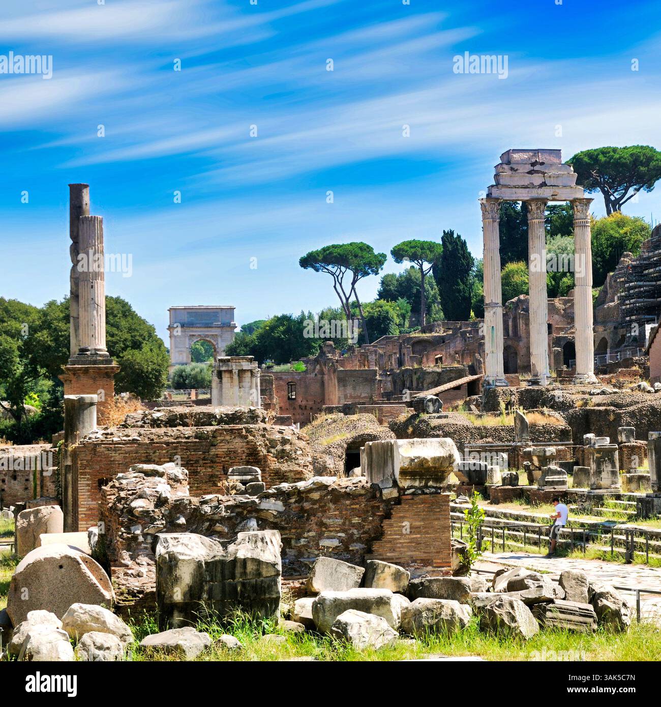 Ancient ruins of the Roman Forum in Rome, with its historical ...